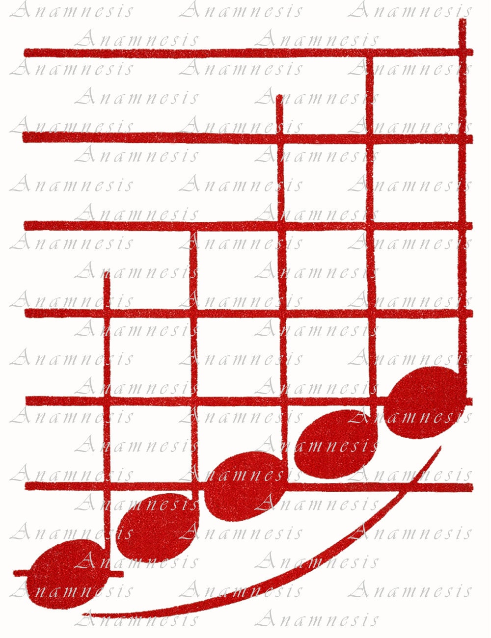 FIVE RED NOTES Digital Download Printable Music Symbols by Anamnesis ...