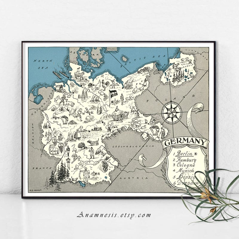 Vintage Germany Map - Etsy