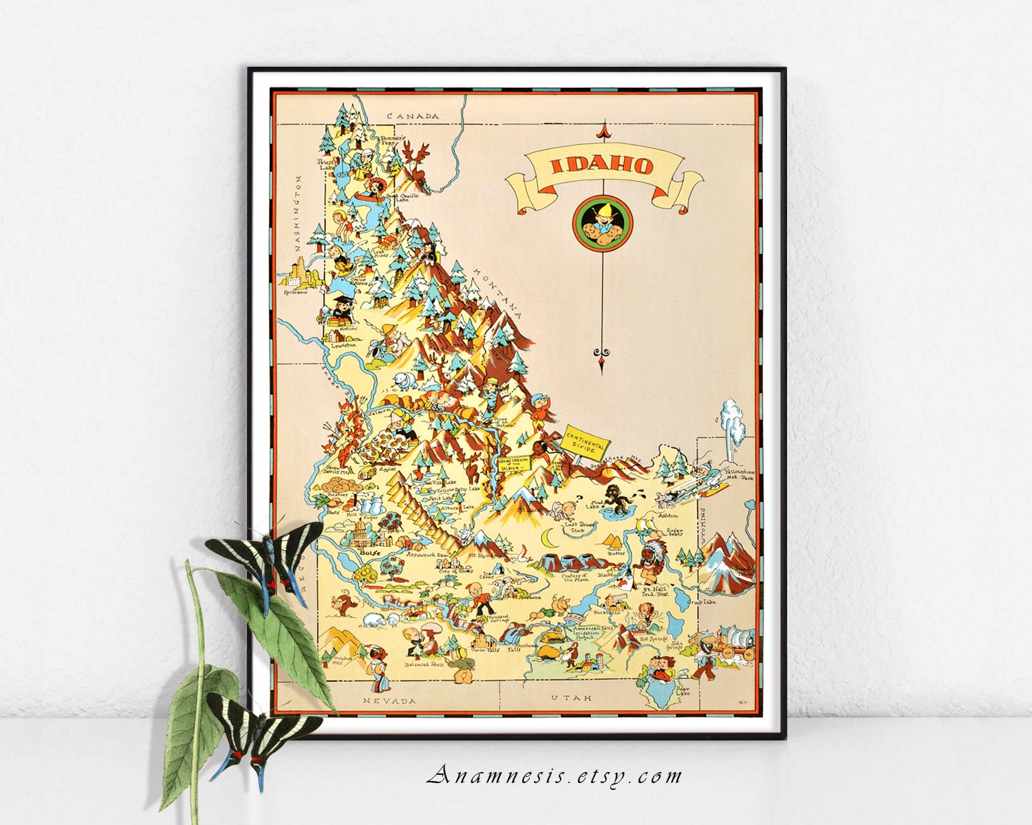 Vintage IDAHO MAP - Instant Digital Download - Vintage Picture Map for ...