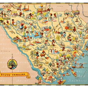 SOUTH CAROLINA MAP Art Print - Instant Digital Download - Printable ...