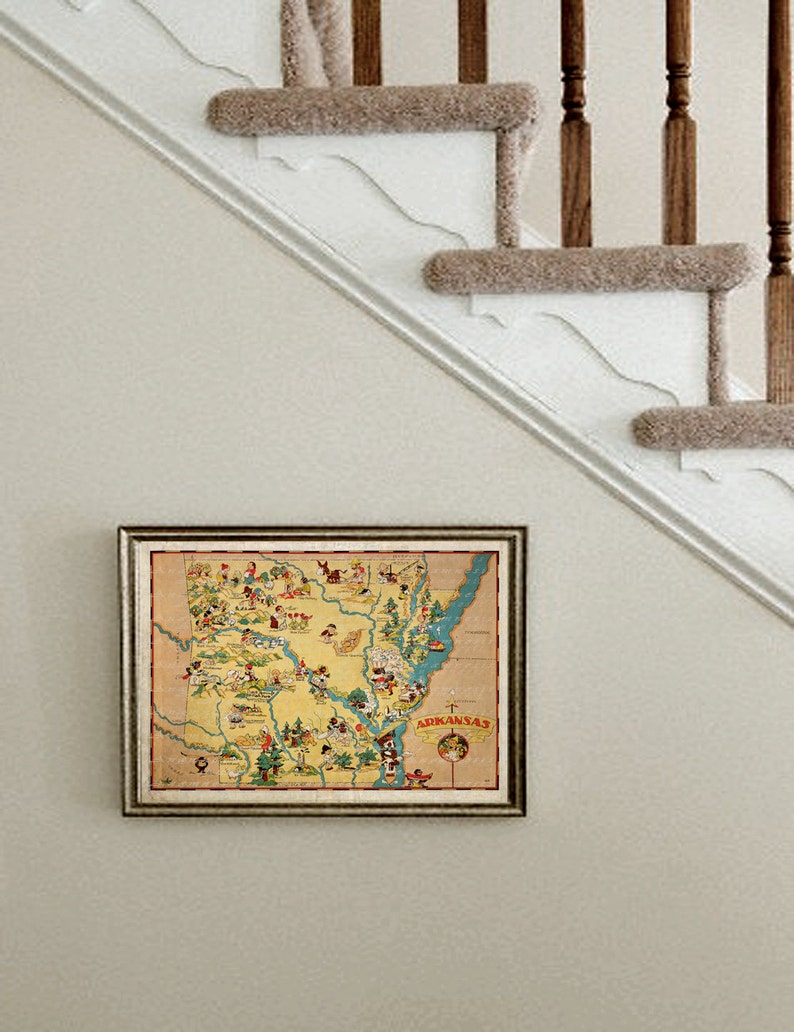 ARKANSAS MAP PRINTABLE - Instant Digital Download - Printable Vintage ...