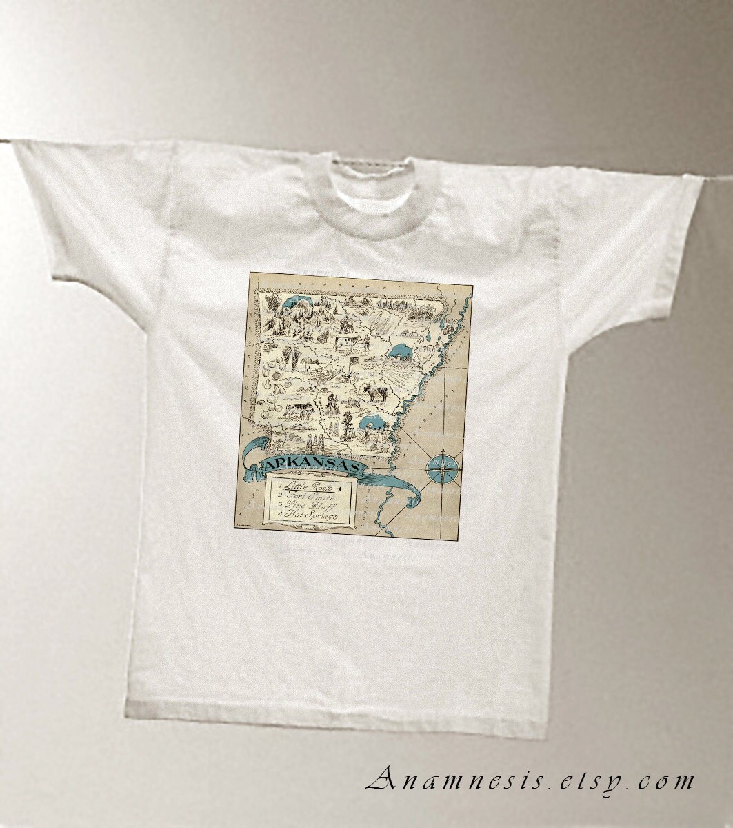 ARKANSAS MAP - Instant Digital Download - Printable Vintage State Map ...