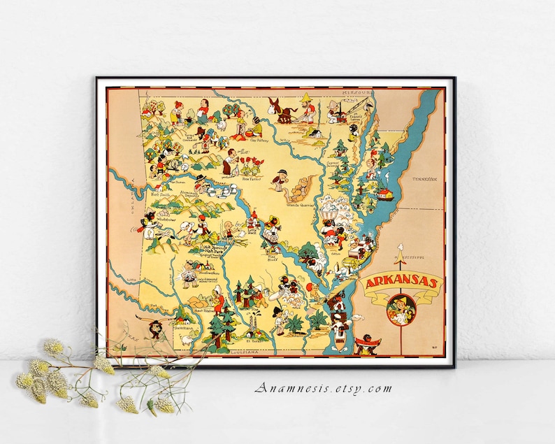 ARKANSAS MAP PRINTABLE - Instant Digital Download - Printable Vintage ...