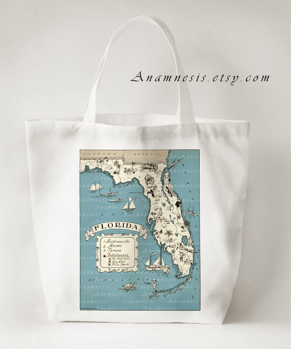 VINTAGE FLORIDA MAP - High Res Digital Image - Large Printable Picture ...