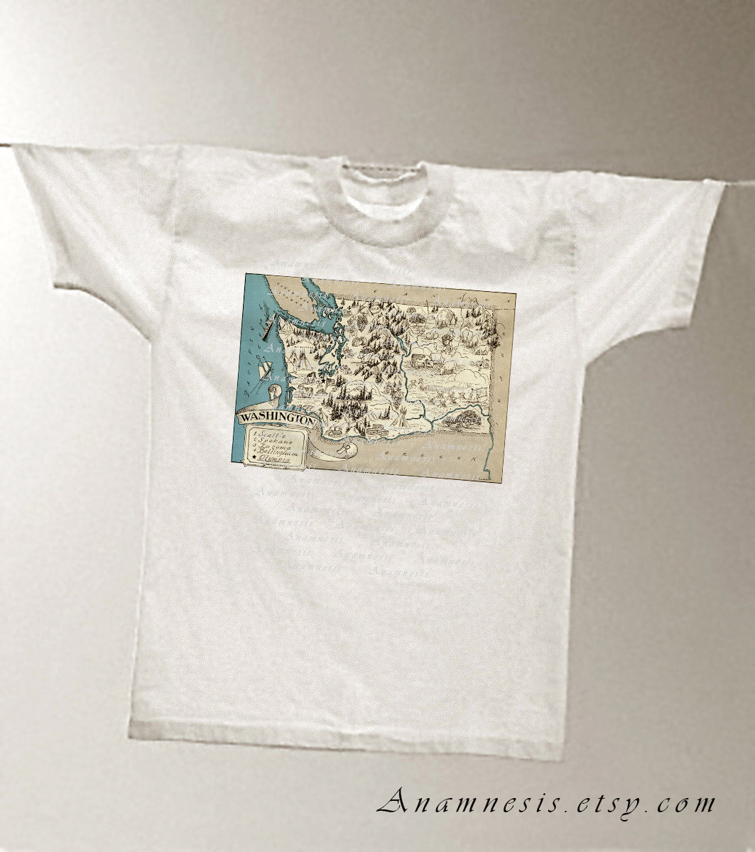 WASHINGTON MAP PRINT Printable Instant Digital Download Vintage ...