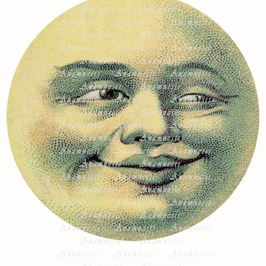 MOON FACE Digital Image Download Printable Vintage Moon Illustration ...
