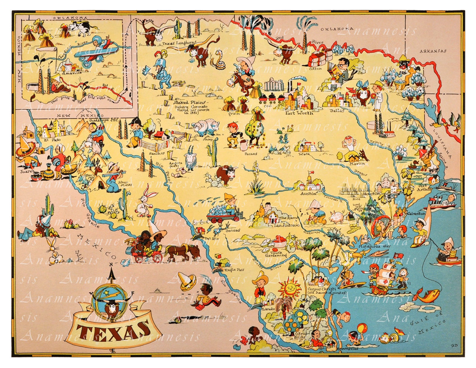 TEXAS MAP Enhanced High Res Digital Image Download - Etsy