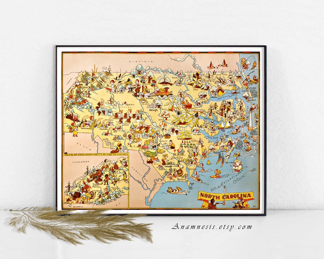 NORTH CAROLINA MAP - Enhanced High Res Digital Image Download ...