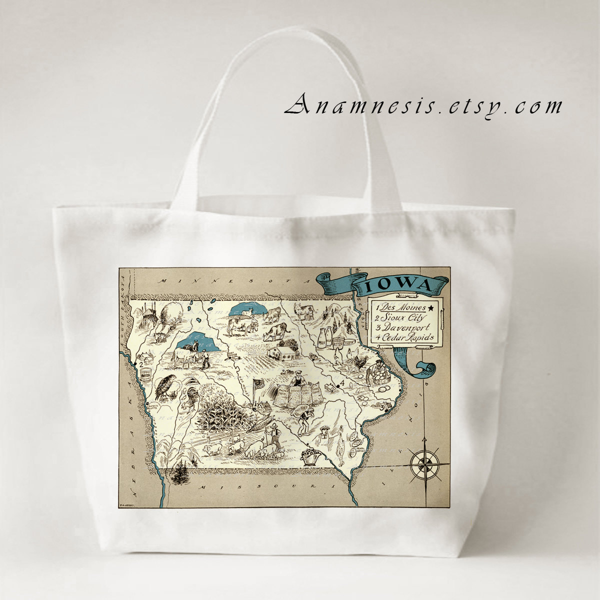 IOWA MAP - Instant Digital Download - Printable Vintage Map for Framing ...