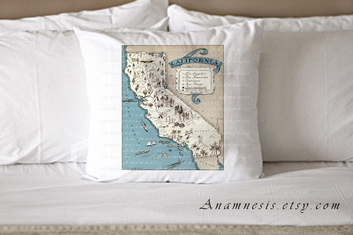 CALIFORNIA MAP Print Digital Download Printable Vintage Map - Etsy