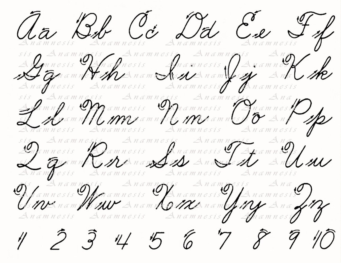 CURSIVE WRITING ALPHABET Digital Download Printable Antique ...