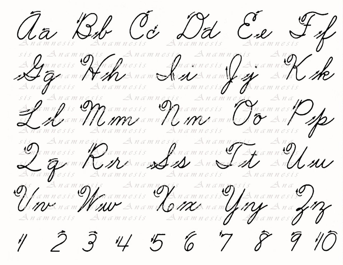 CURSIVE WRITING ALPHABET - Digital Download - Printable Antique ...