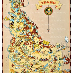 Vintage IDAHO MAP - Instant Digital Download - Vintage Picture Map for ...