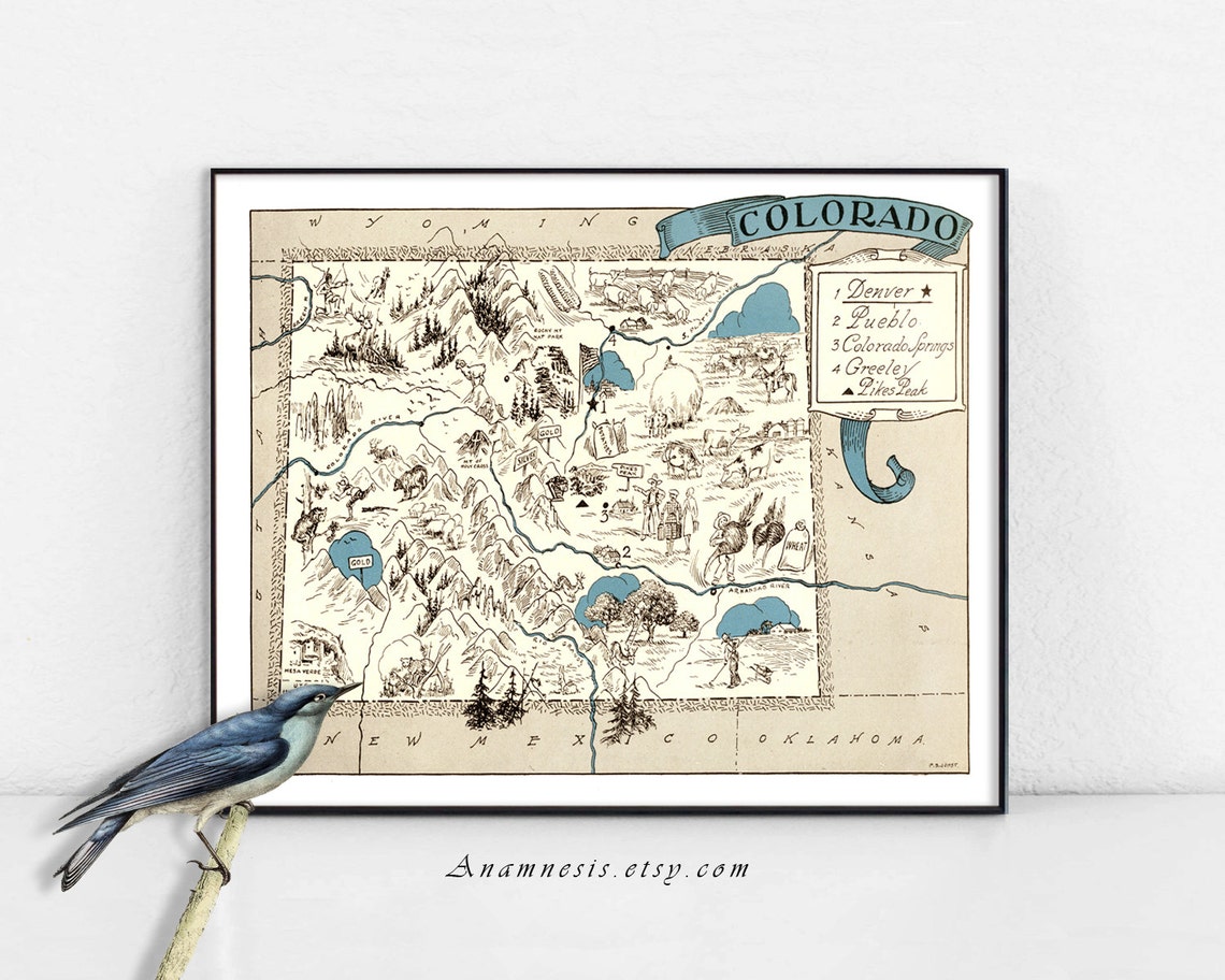 COLORADO MAP Print Instant Digital Download Picture Map | Etsy