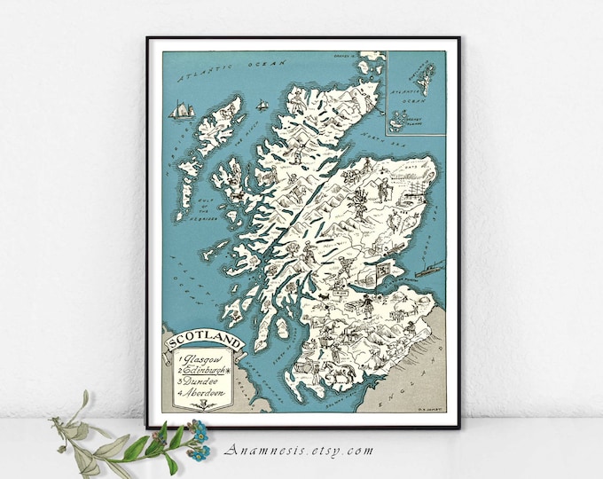 SCOTLAND MAP PRINT Instant Download Image Printable Map of Scotland ...