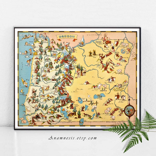 Oregon Map - Etsy