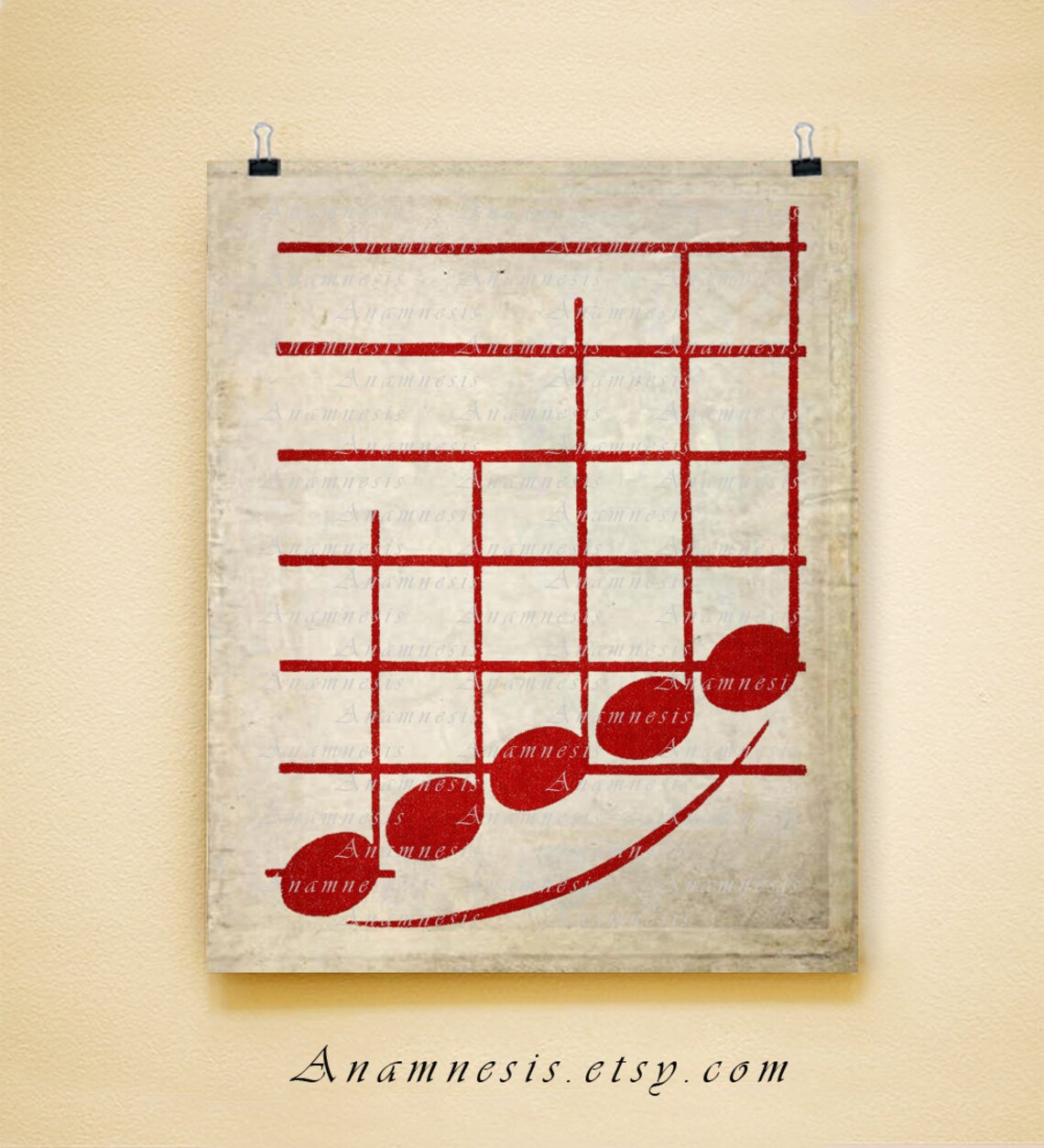 FIVE RED NOTES Digital Download Printable Music Symbols by - Etsy
