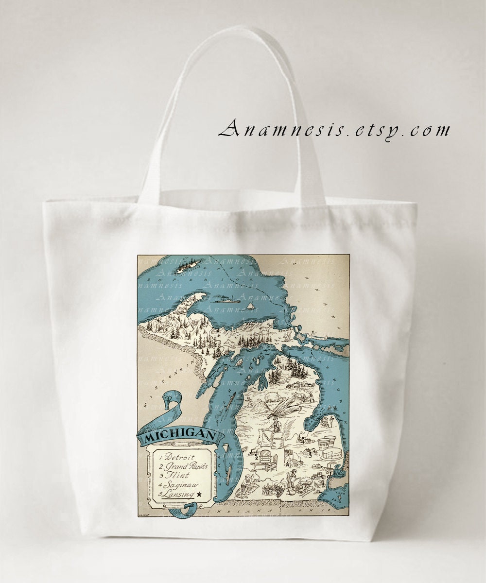 MICHIGAN MAP Print - Enhanced Digital Image Download - Printable ...