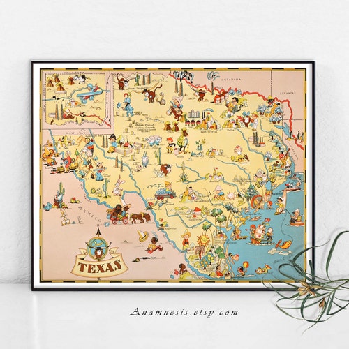 TEXAS MAP Enhanced High Res Digital Image Download - Etsy