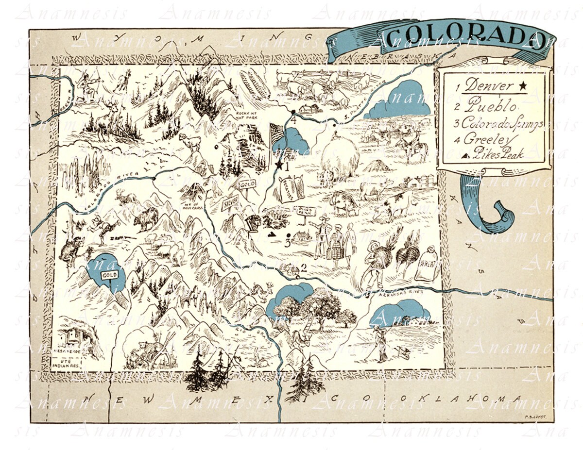 COLORADO MAP Print Instant Digital Download Picture Map for Framing ...