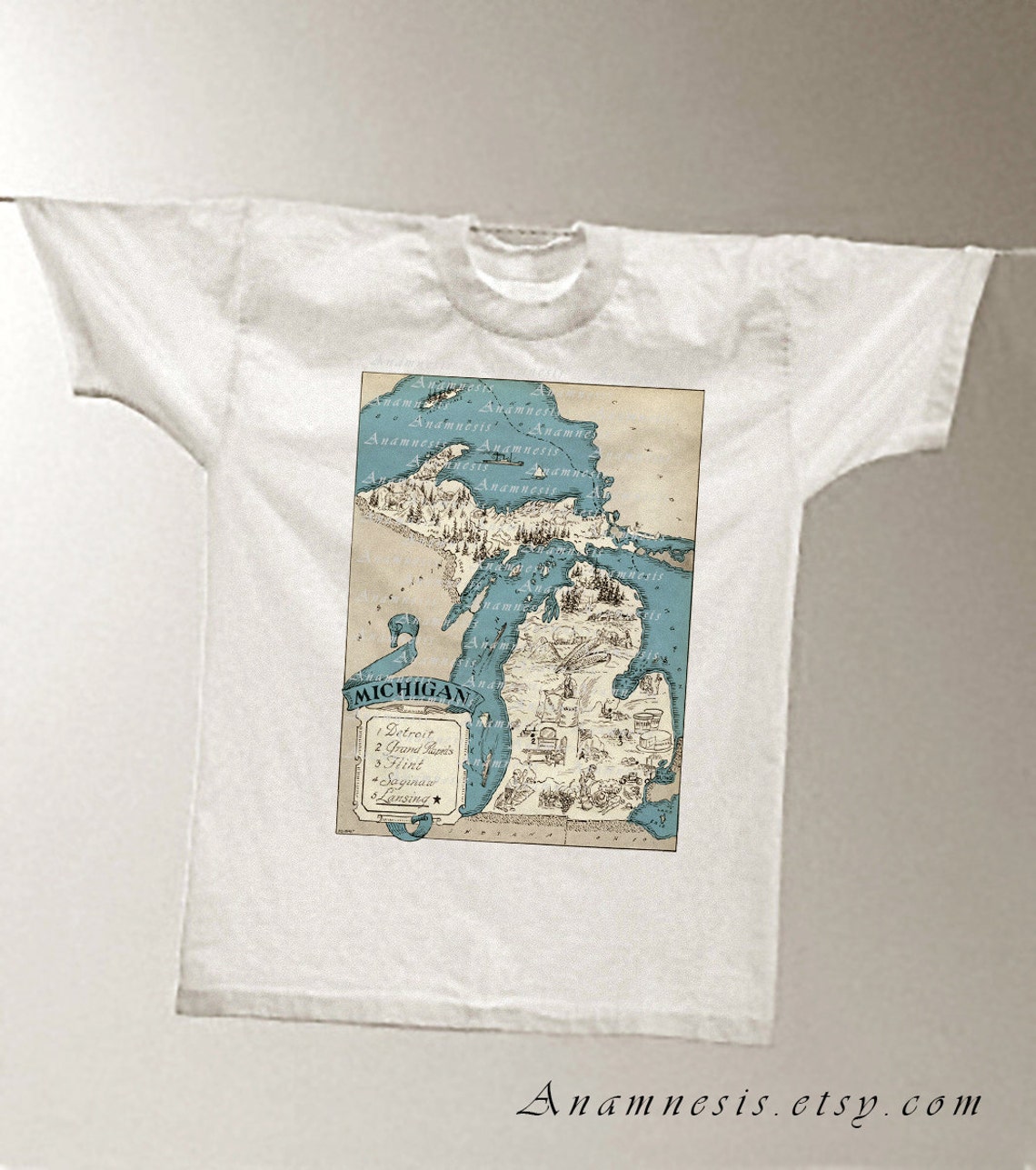 MICHIGAN MAP Print - Enhanced Digital Image Download - Printable ...