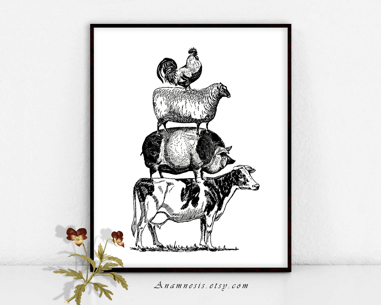 FARM ANIMAL PYRAMID Digital Download Printable Graphic Vintage Image by ...