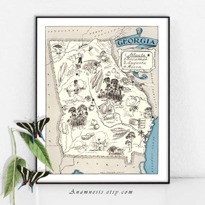 GEORGIA MAP Instant Digital Download Printable State Map for Framing ...