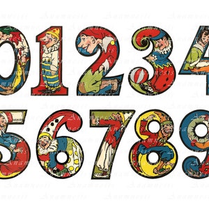 Numbers Print - CLOWN NUMBERS - Instant Digital Download - Printable ...