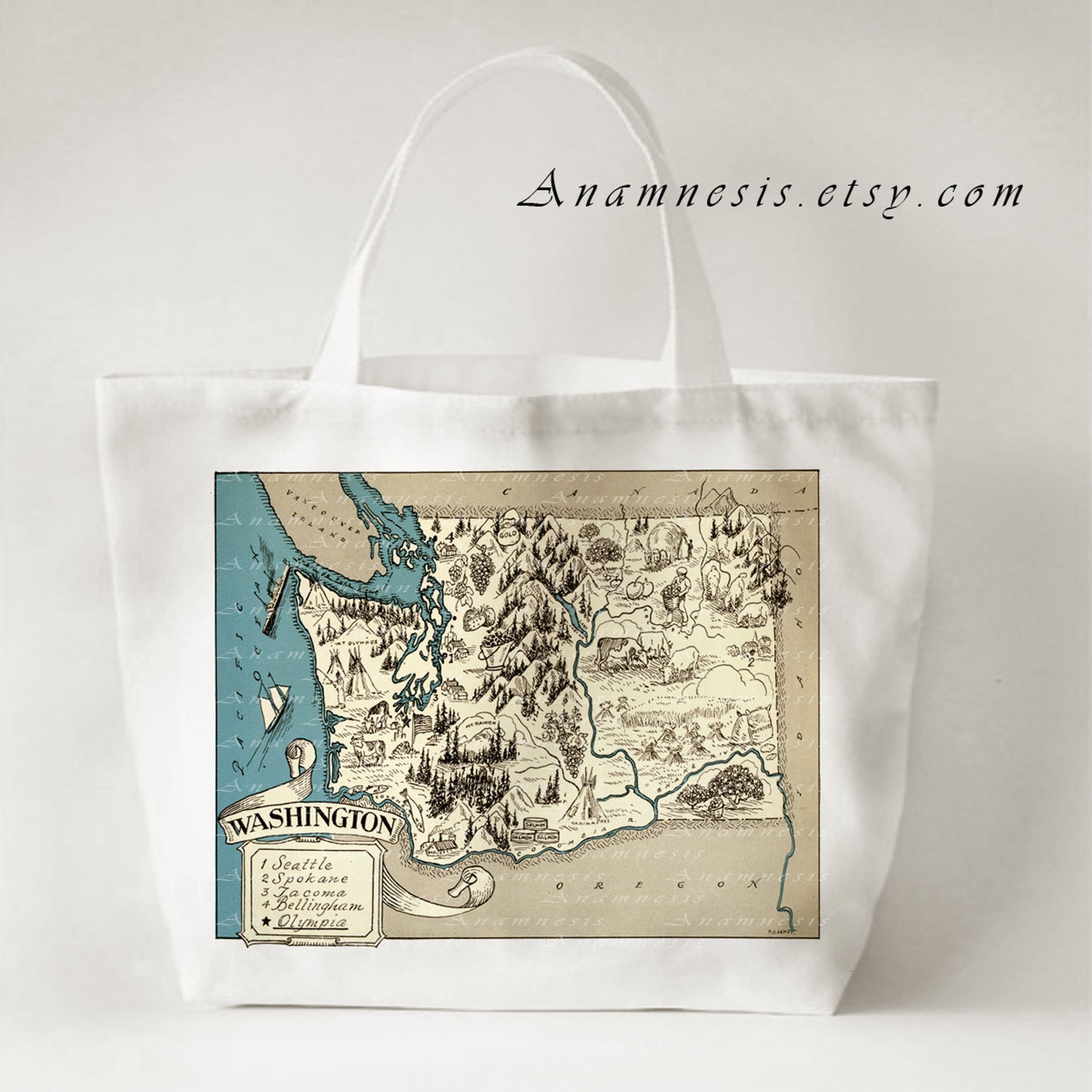 WASHINGTON MAP PRINT Printable Instant Digital Download Vintage ...