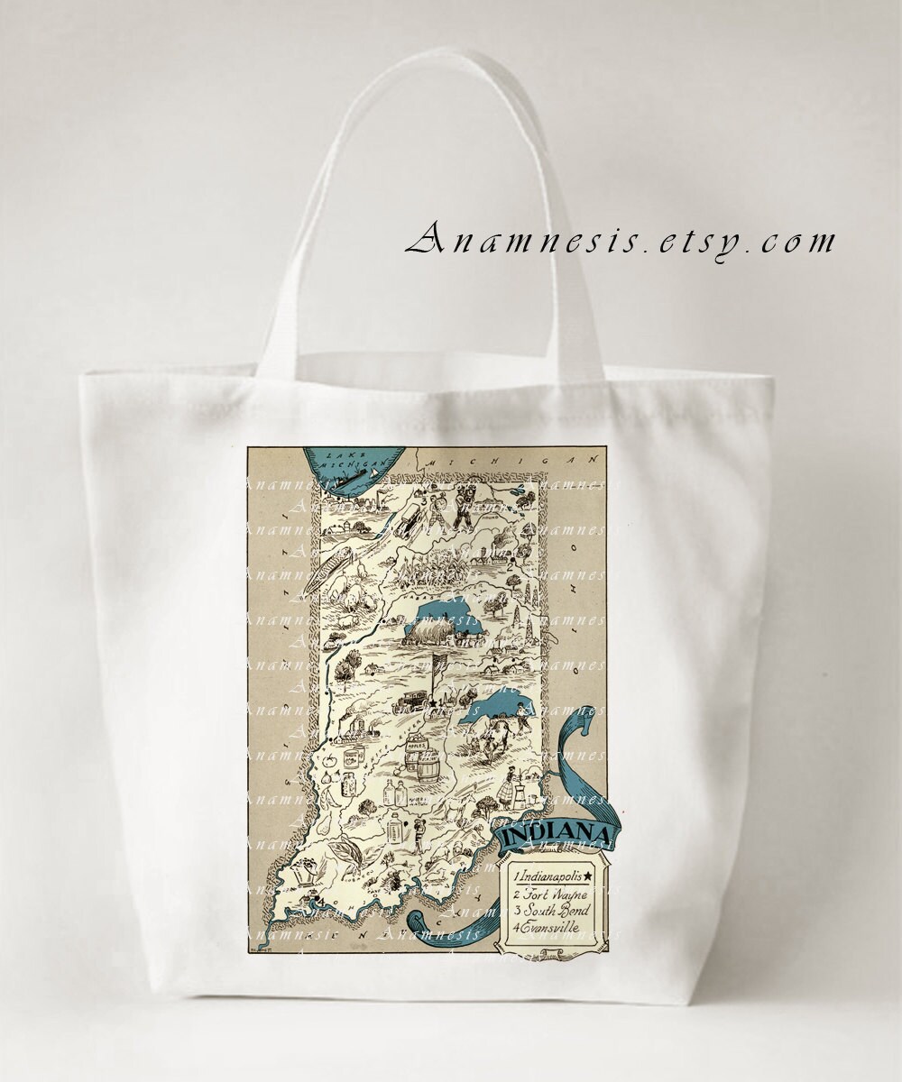 INDIANA MAP Instant Digital Download Printable Picture Map Illustration ...