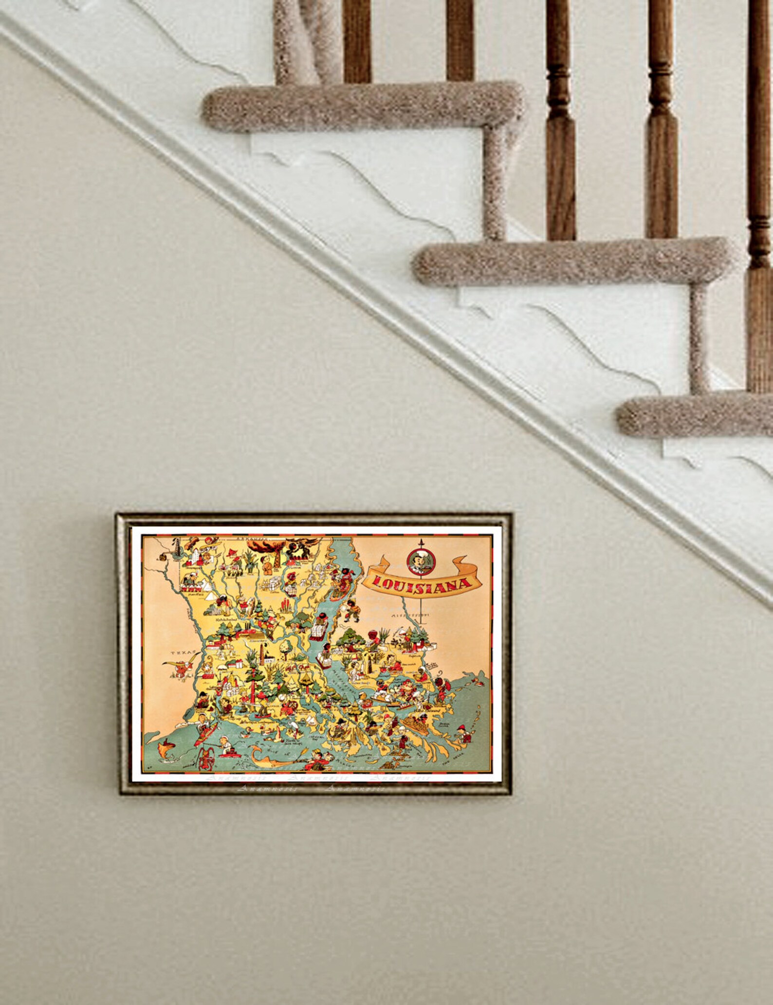 LOUISIANA MAP - High Res Digital Image - Fun Picture Map to Print and ...