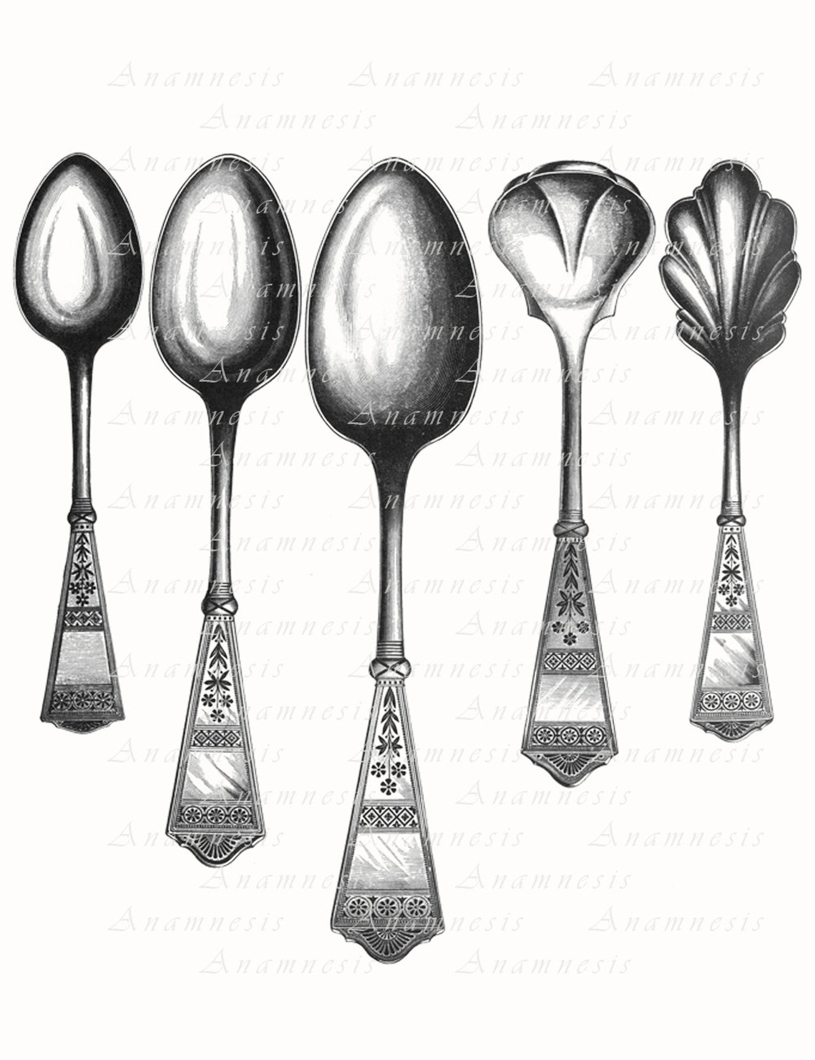 Spoons Art Print SPOON COLLAGE Instant Download Printable Vintage ...