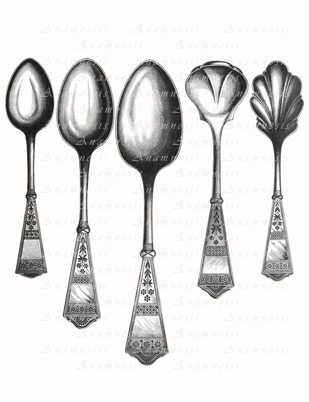 Spoons Art Print SPOON COLLAGE Instant Download Printable Vintage ...