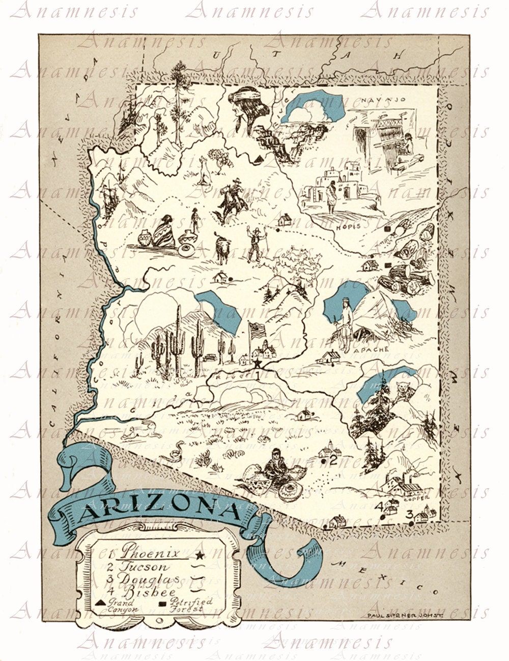 ARIZONA MAP Instant Digital Download Printable Picture Map - Etsy