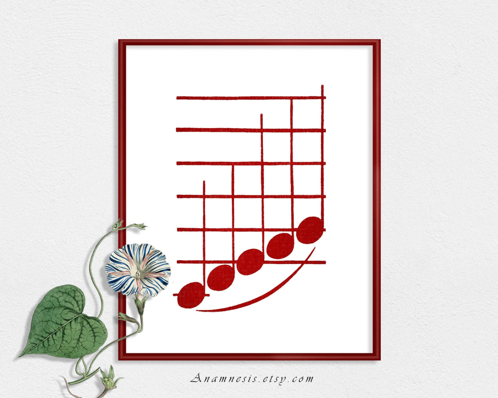 FIVE RED NOTES Digital Download Printable Music Symbols by - Etsy