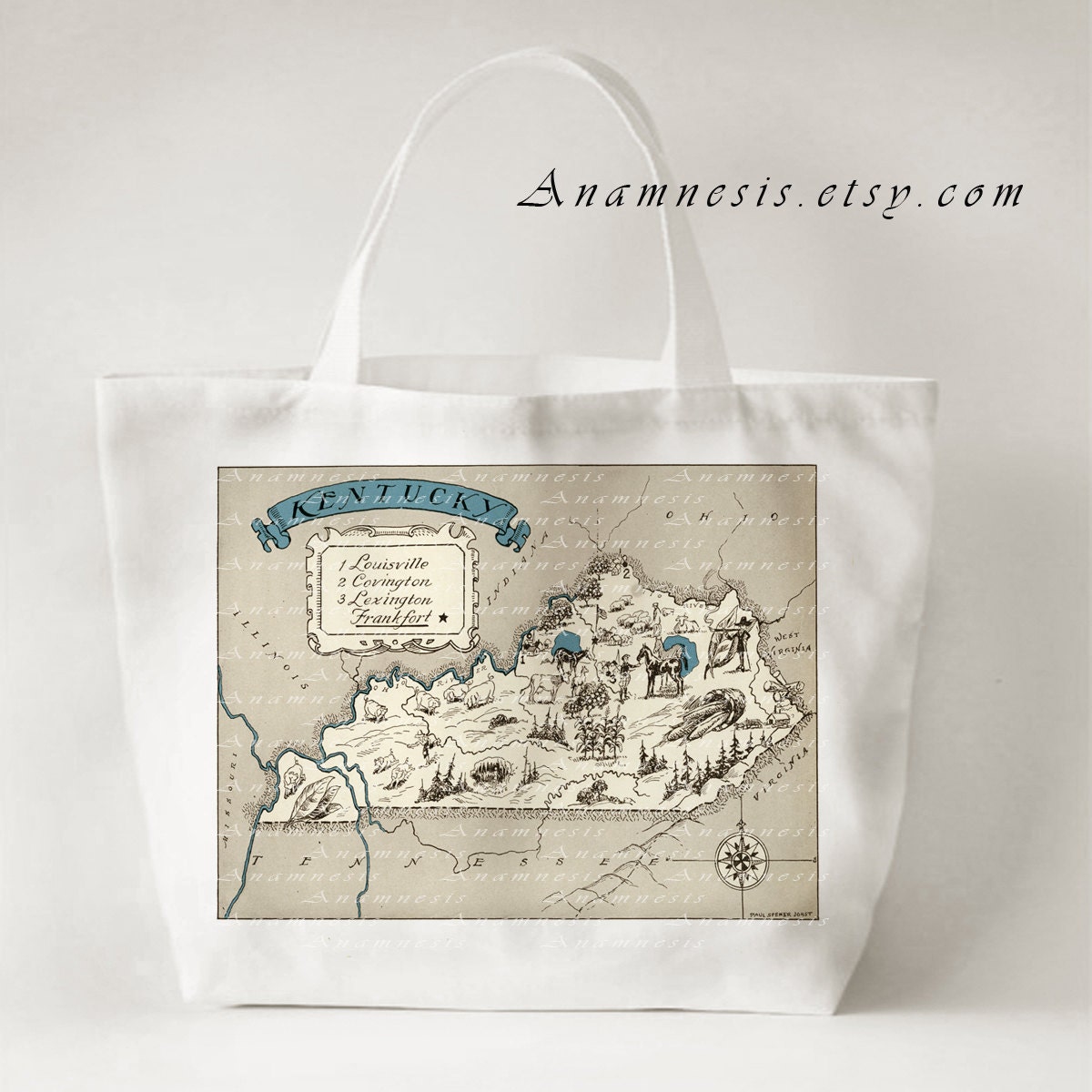 KENTUCKY MAP - Instant Digital Download - Printable Vintage State Map ...