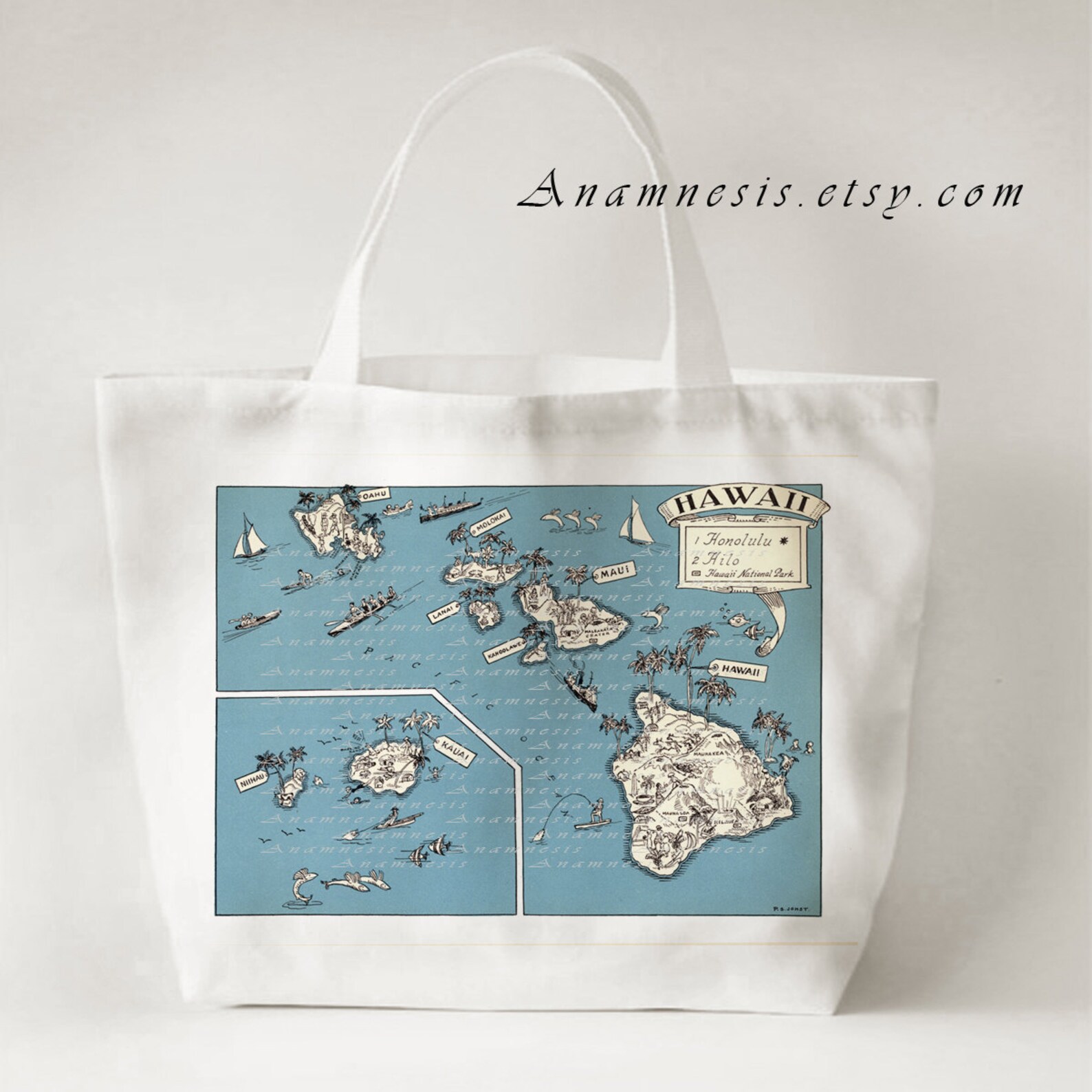 HAWAII MAP - Instant Digital Download - Printable Vintage Map for ...
