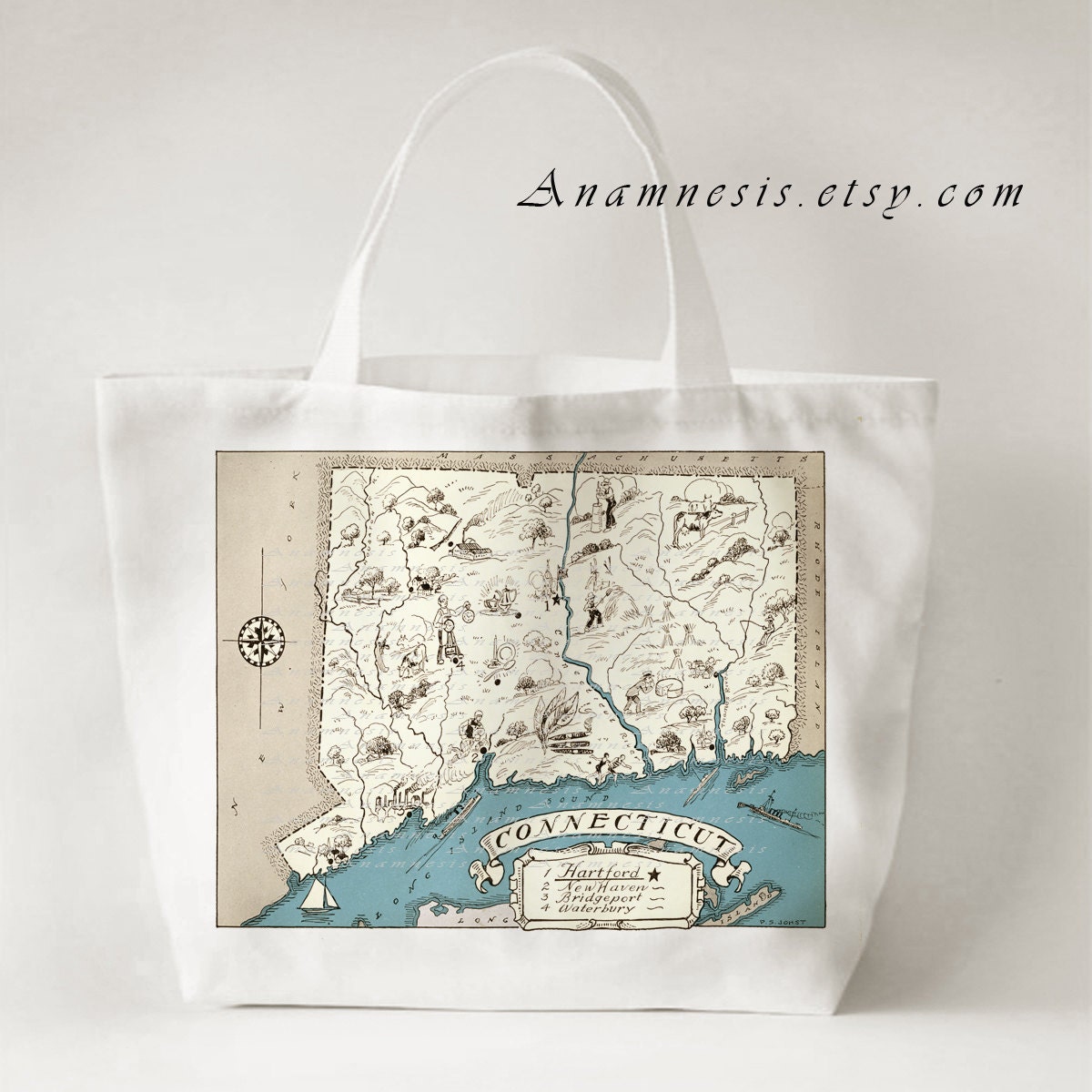 CONNECTICUT MAP - Instant Download - Fun Printable Vintage Picture Map ...