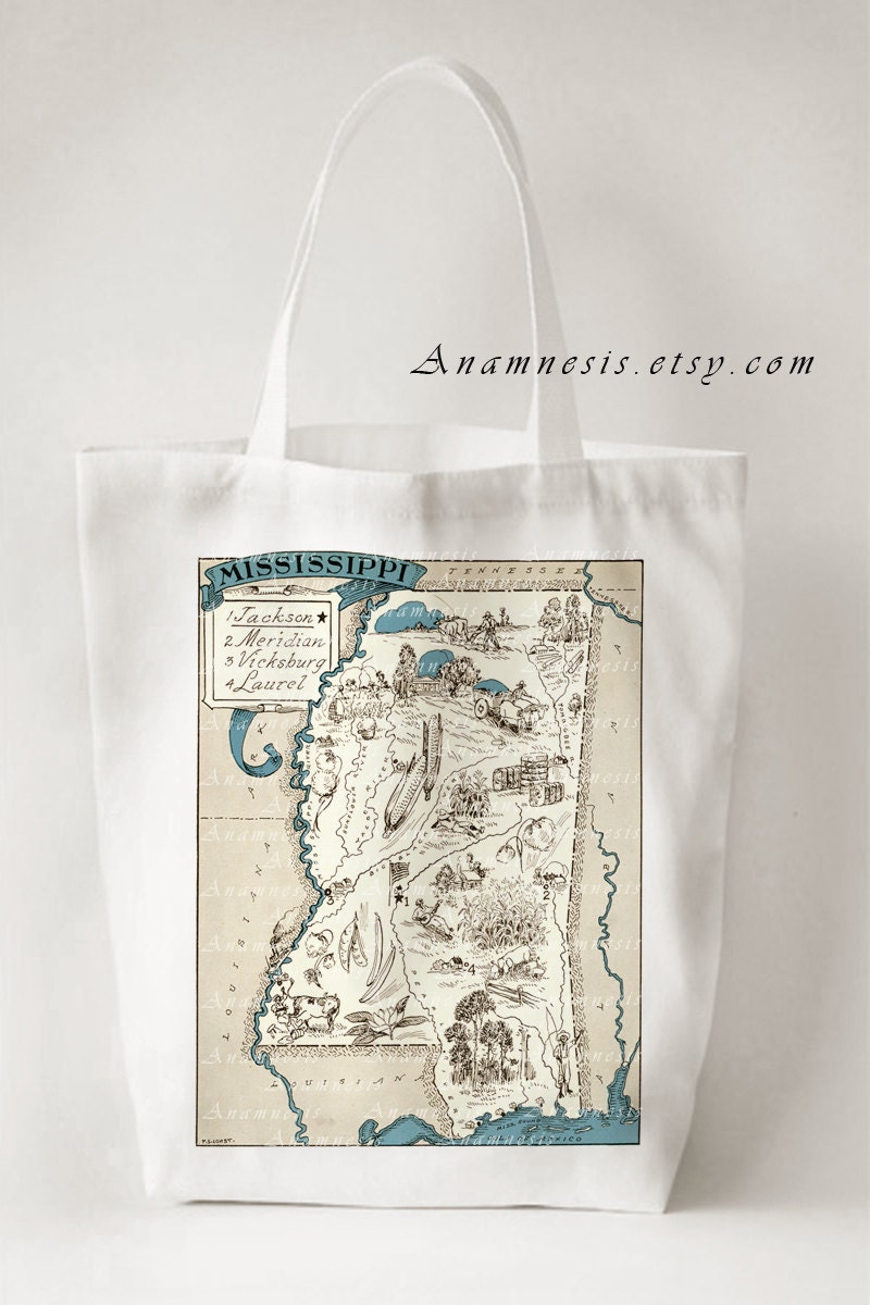 Fun Vintage MISSISSIPPI PICTURE MAP - Digital Image Download ...