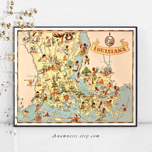 LOUISIANA MAP - High Res Digital Image - Fun Picture Map to Print and ...