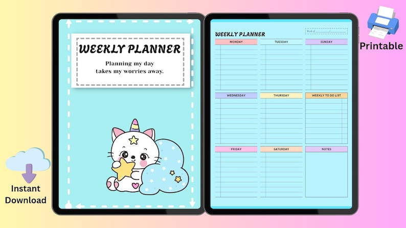 Weekly Planner Printable: Pastel Schedule, To-do List (digital Download ...