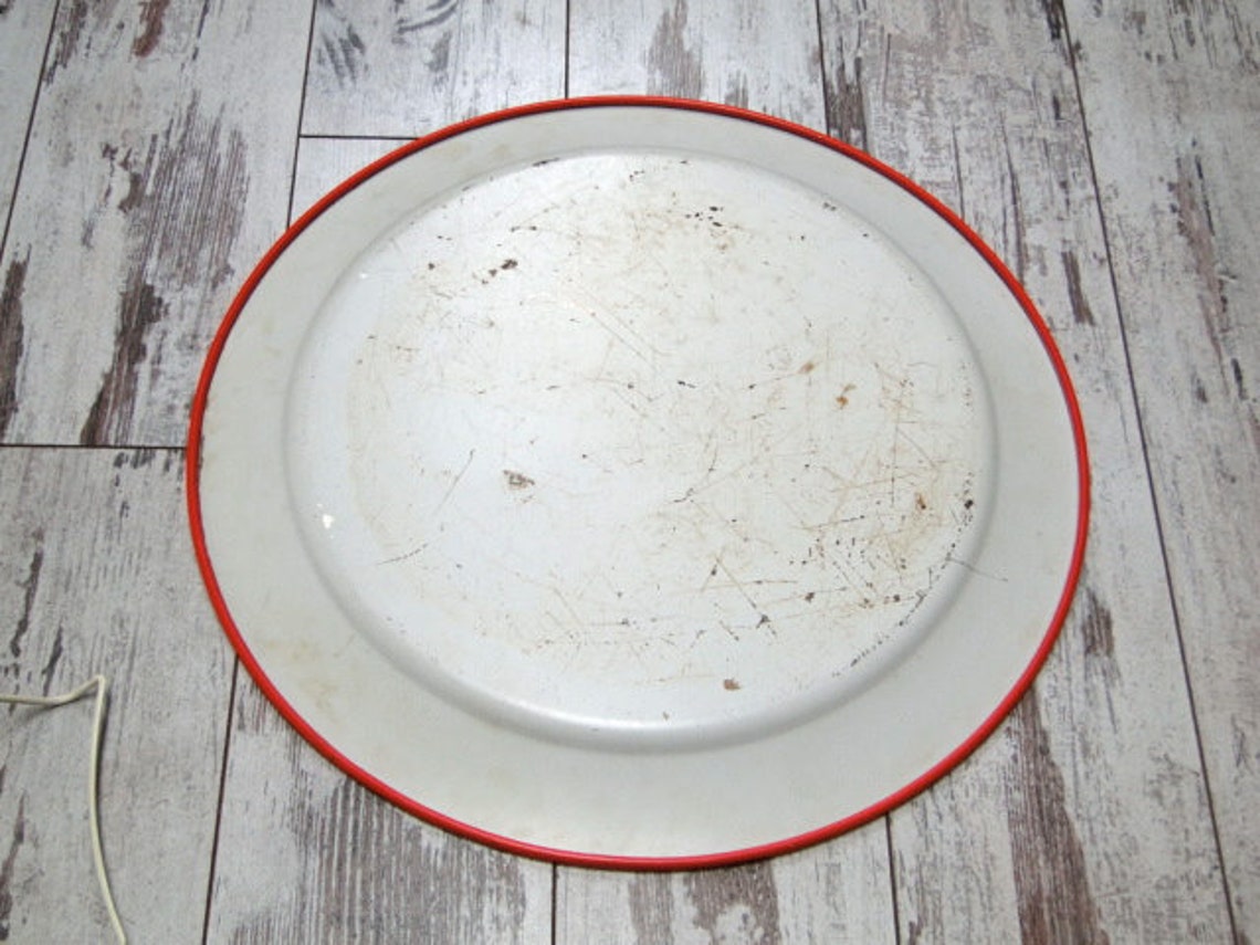Mid Century Serving Tray Large Size Red and Black Painted - Etsy