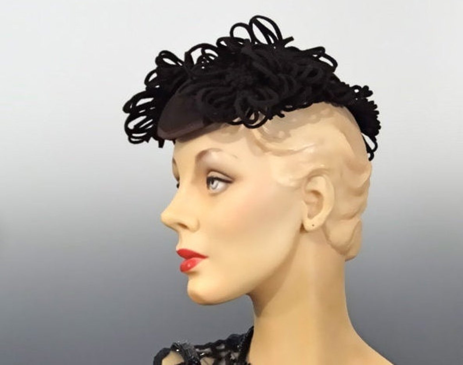 Chocolate Brown Felt Tilt Hat Calot With Looped Trim Vintage | Etsy