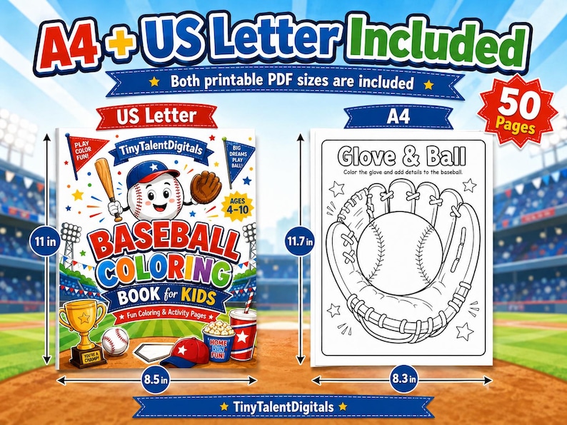 Baseball Colouring Pages for Kids | Adults Sports Book (digital ...
