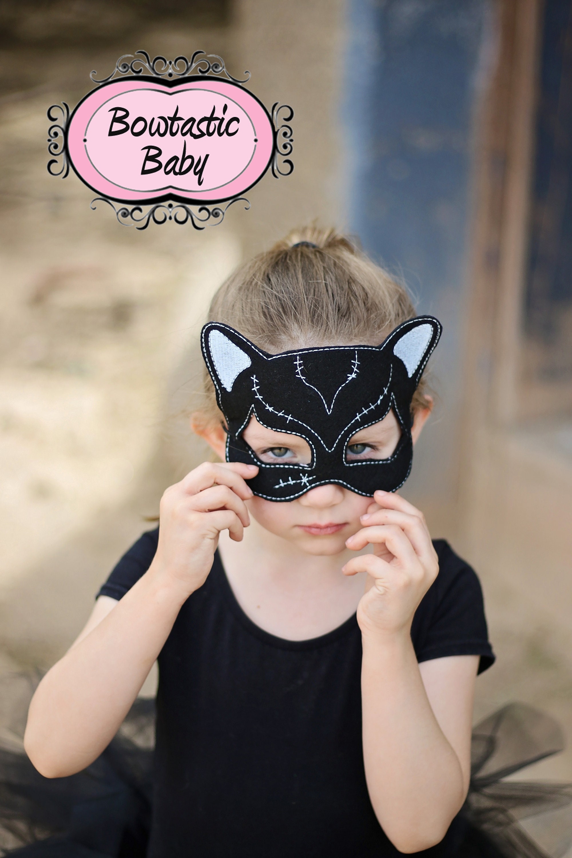 Black Cat Mask for Halloween. Colors can be changed. | Etsy