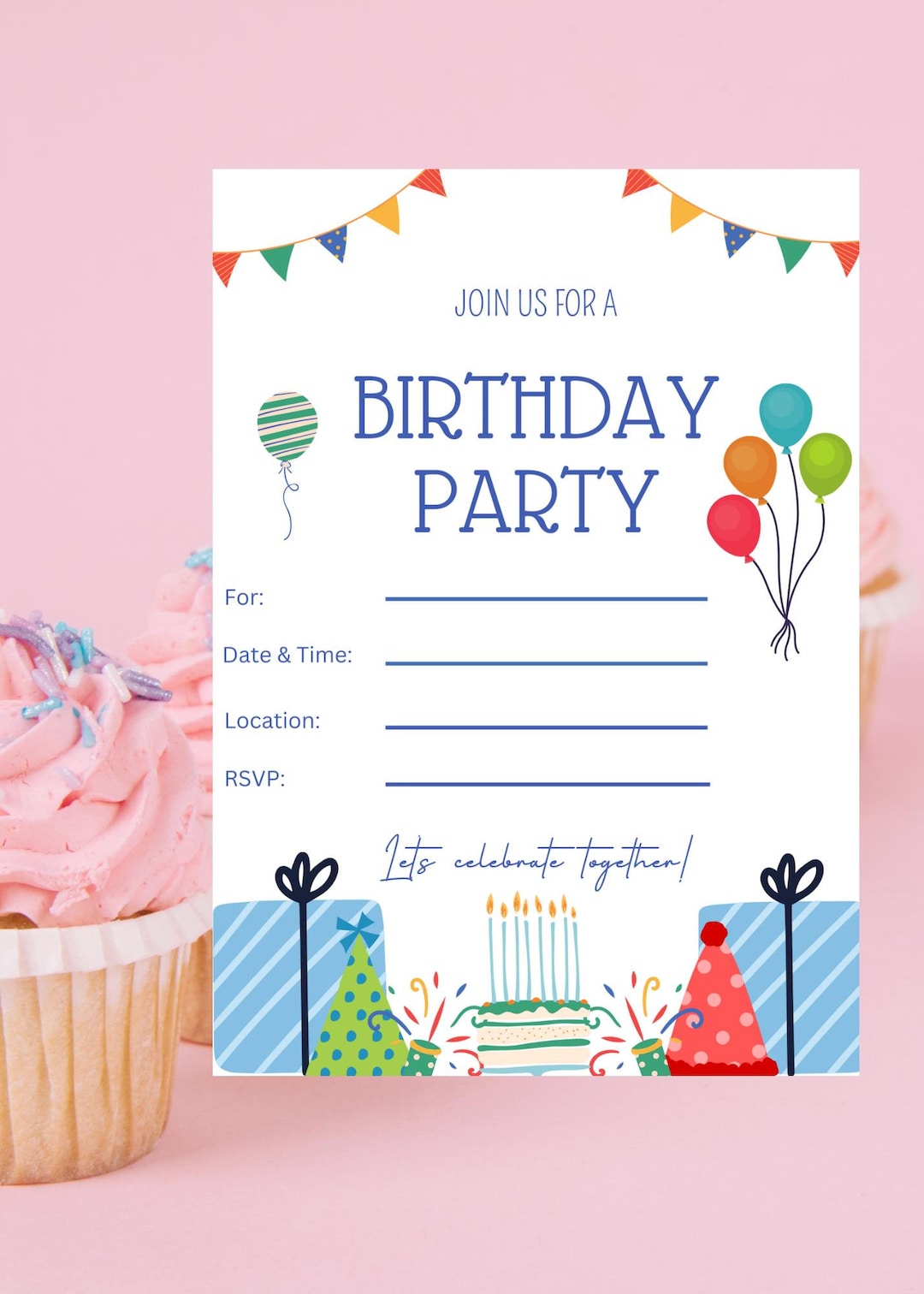 Printable Birthday Party Invitation, Birthday Party Invitation Template ...