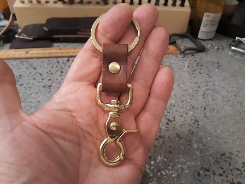 Heavy Duty Solid Brass Trigger Snap Key Clip Key Ring Brown - Etsy