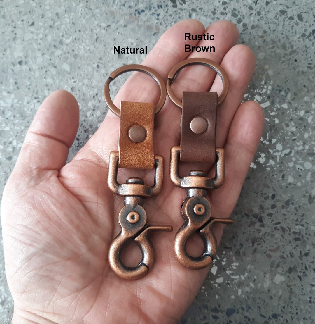 Heavy Duty Antique Copper Finish Trigger Snap Key Clip Key Ring Leather ...