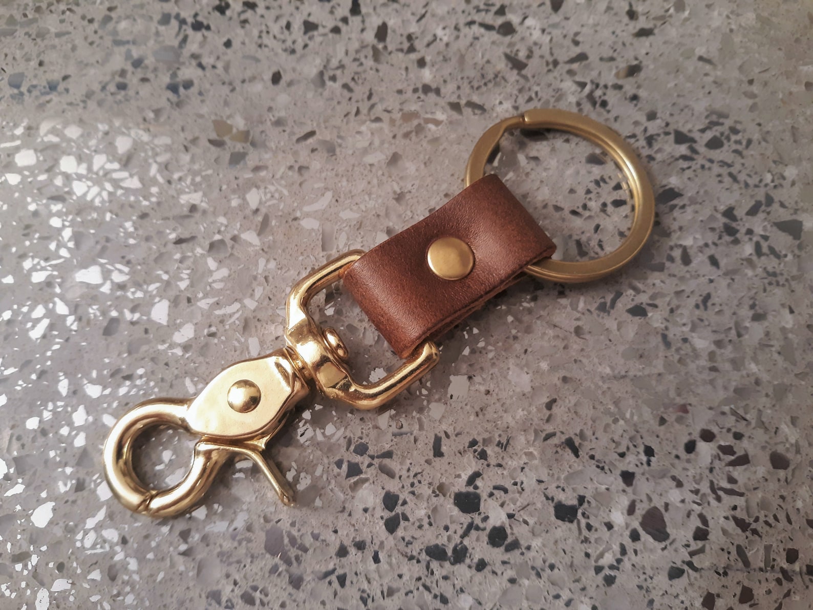 Heavy Duty Solid Brass Trigger Snap Key Clip Key Ring Brown - Etsy