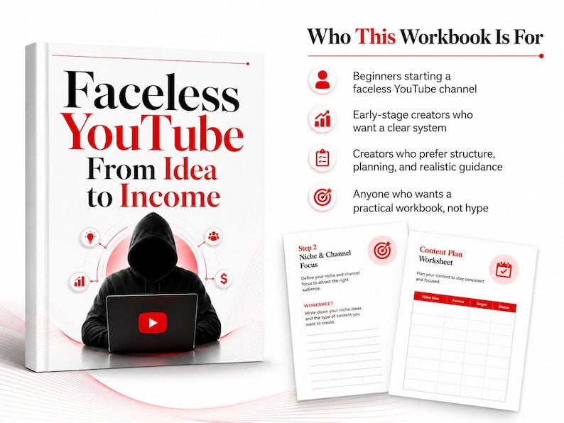 Faceless Youtube Workbook PDF, Creator Strategy Guide (digital Products ...